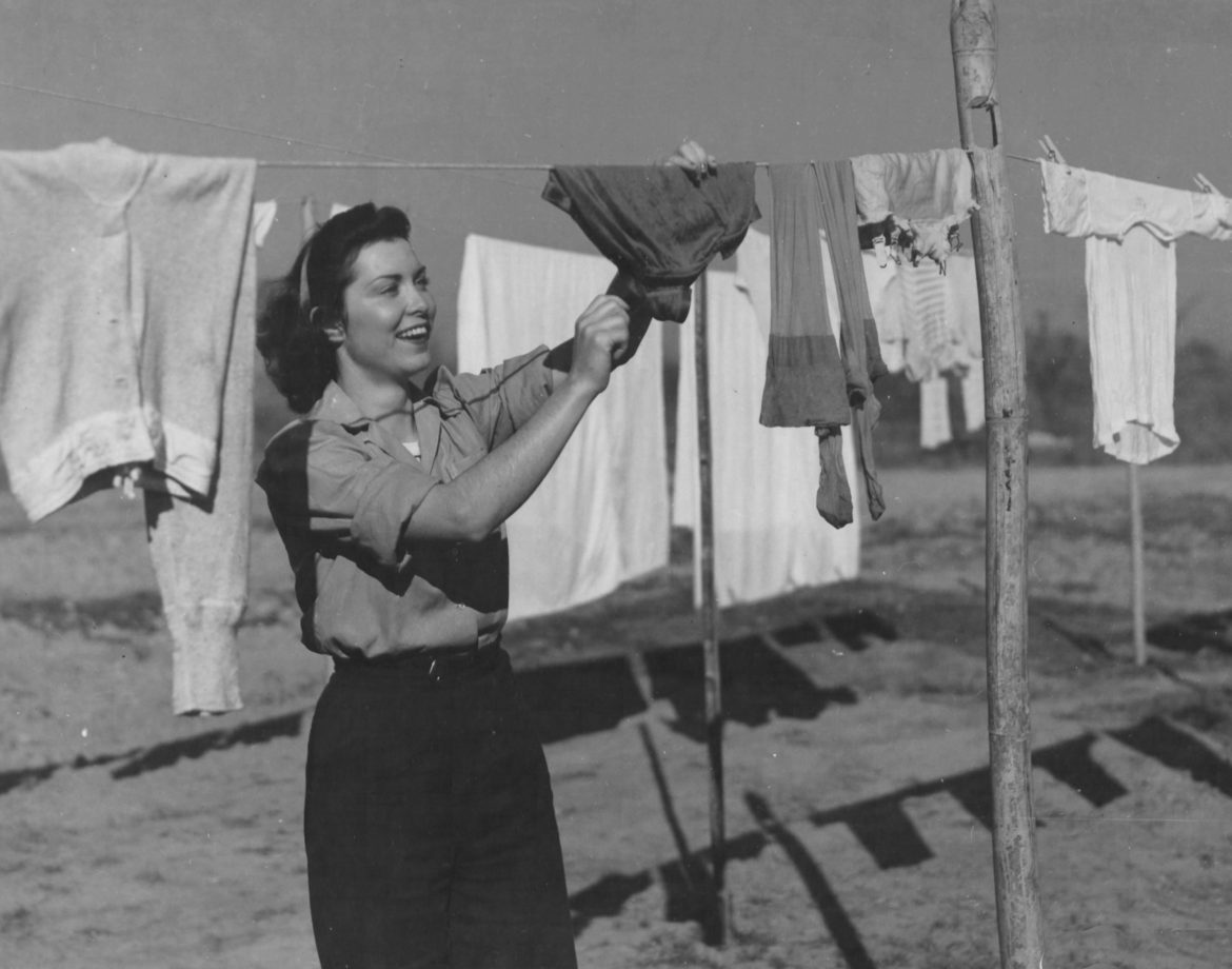 Army Nurse Hangs Wash Out to Dry – Women of World War II